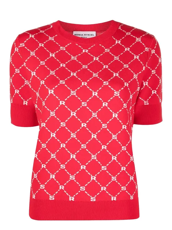 Sonia Rykiel Paris Monogram-pattern Knitted Top - Red