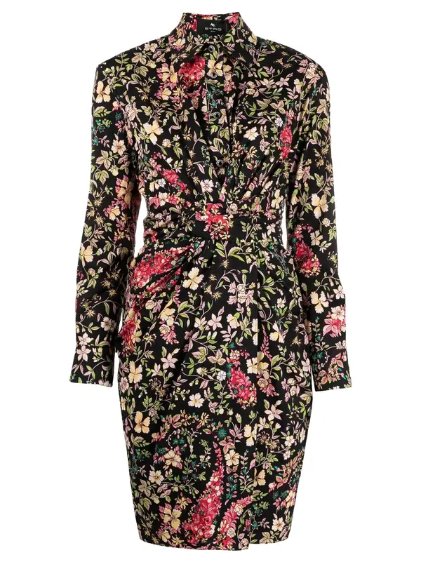 Etro Floral-print Shirtdress - Black