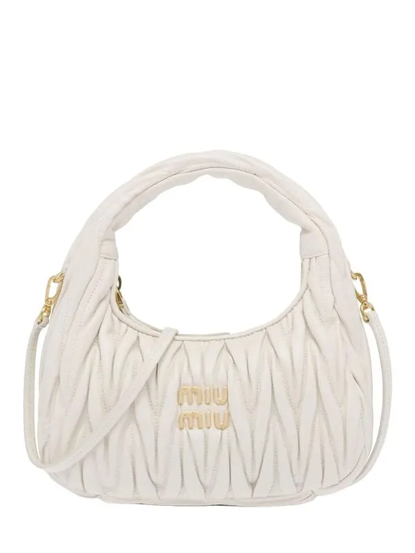 Miu Miu Mini Wander Matelassé Shoulder Bag - White