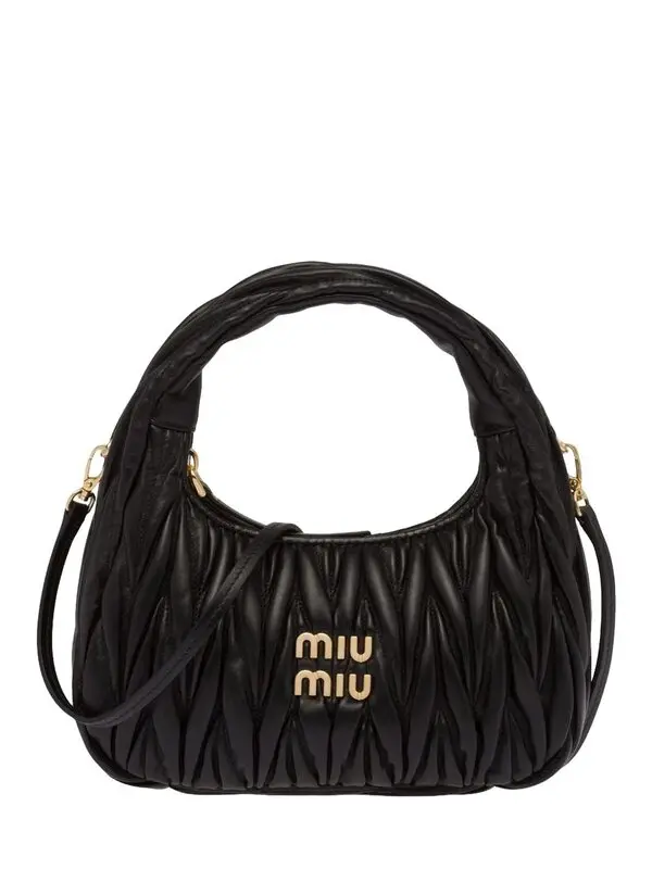 Miu Miu Mini Wander Matelassé Shoulder Bag - Black