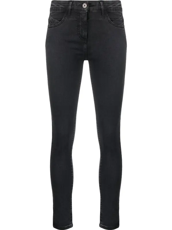 Patrizia Pepe Washed Low-rise Skinny Jeans - Black