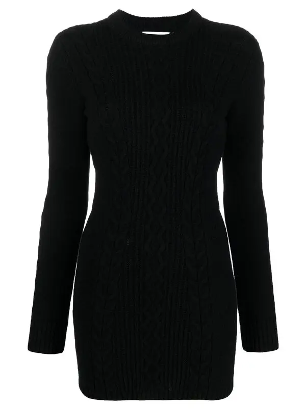 Patrizia Pepe Cable-knit Backless Dress - Black