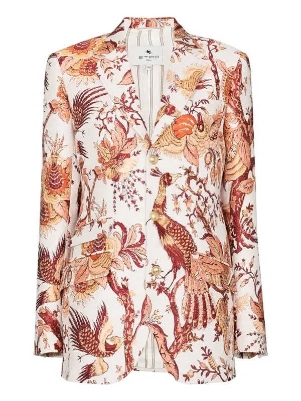 Etro Tree Of Life Jacquard Blazer - Neutrals