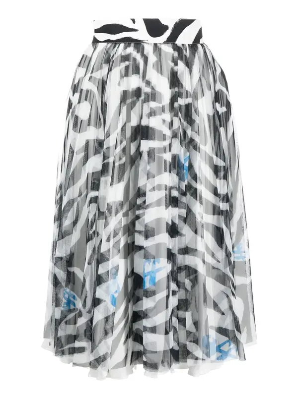 Off-White Zebra-print Pleated Midi Skirt - Black