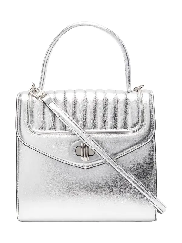 DELAGE Freda Metallic Leather Tote Bag - Grey