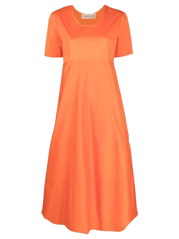 BLANCA VITA Tiered Short-sleeve Dress - Orange