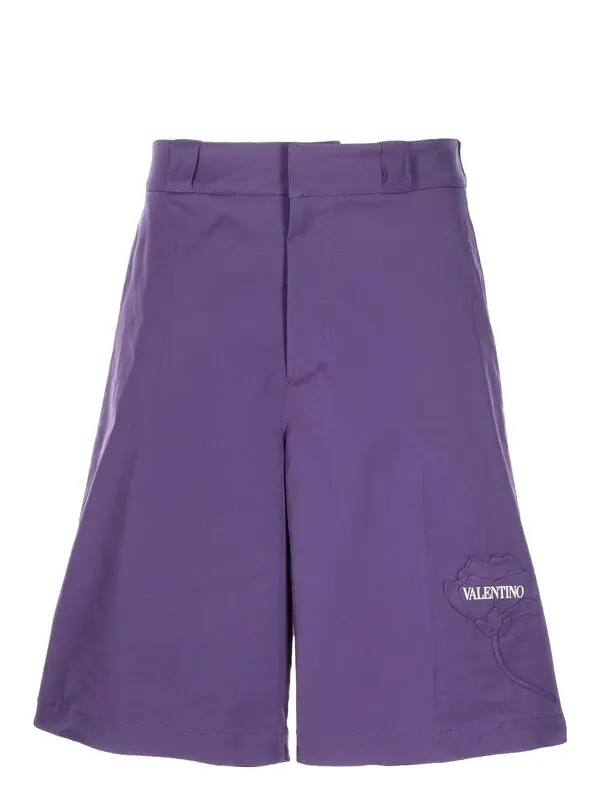 Valentino Garavani Floral-appliqué Shorts - Purple