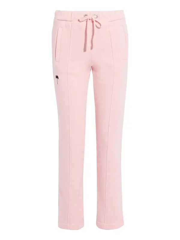 Palm Angels Embroidered French Cotton-terry Track Pants - Pastel Pink