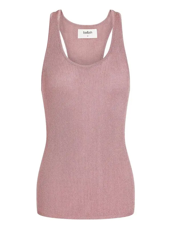 Ba&sh Zilia Metallic Ribbed-knit Tank - Baby Pink