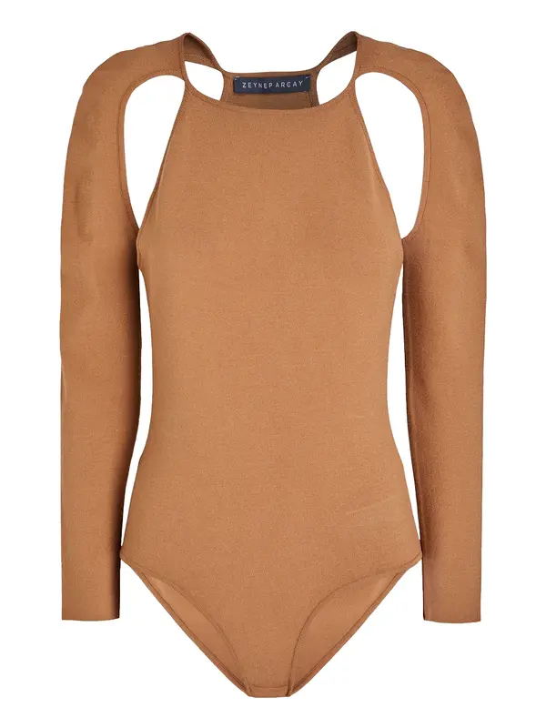 Zeynep Arçay Cutout Knit Bodysuit - Light Brown