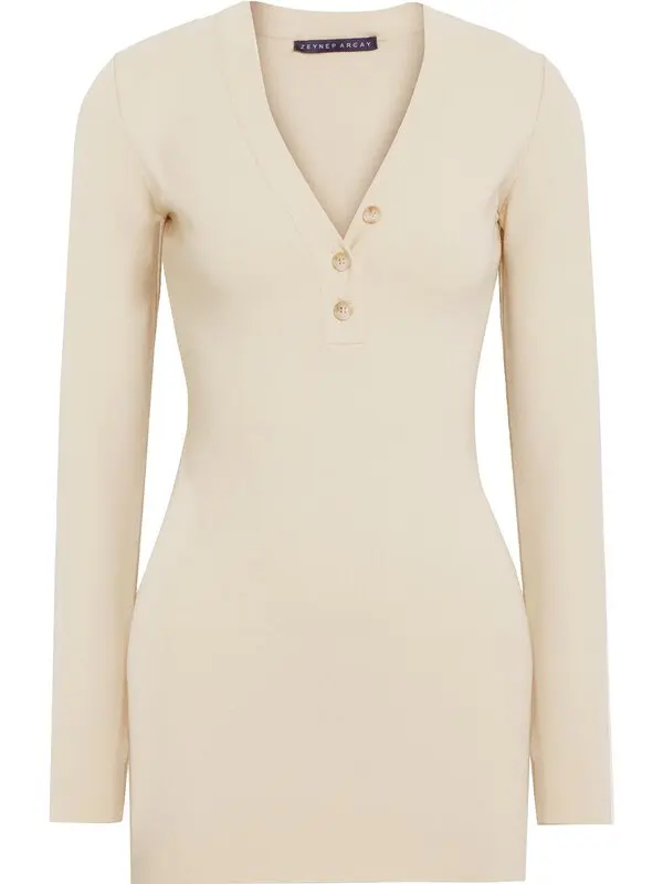 Zeynep Arçay Stretch-knit Mini Dress - Beige