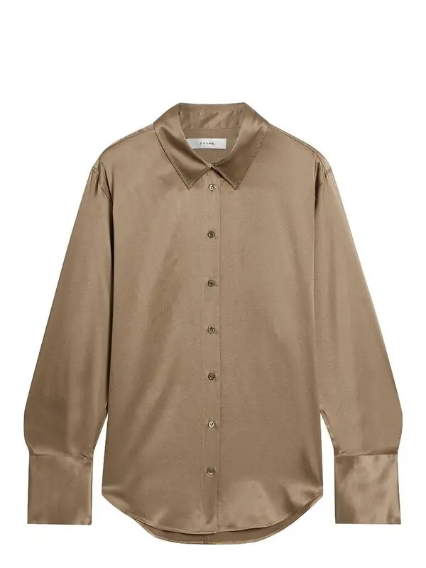 FRAME Standard Stretch-silk Satin Shirt - Taupe
