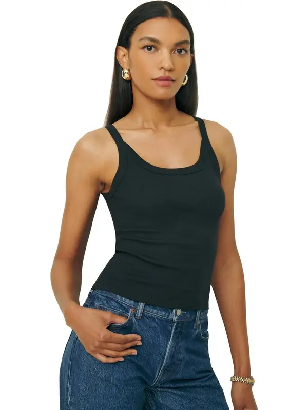 REFORMATION Calie Tank Top - Black