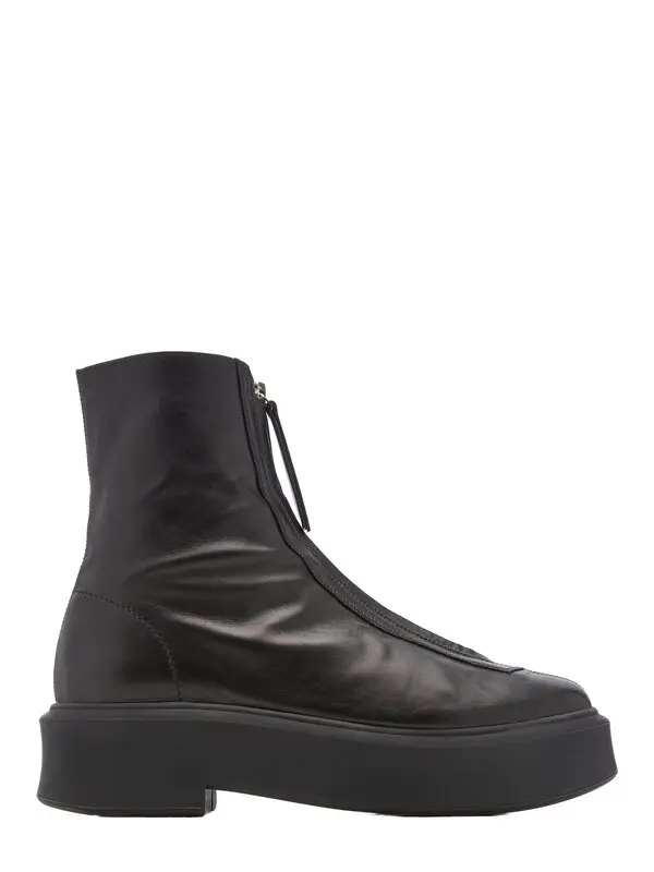 THE ROW Zipped Leather Boots - Black