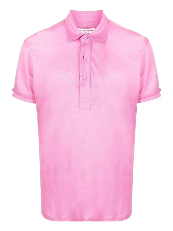 Orlebar Brown Button-placket Linen Polo Shirt - Pink