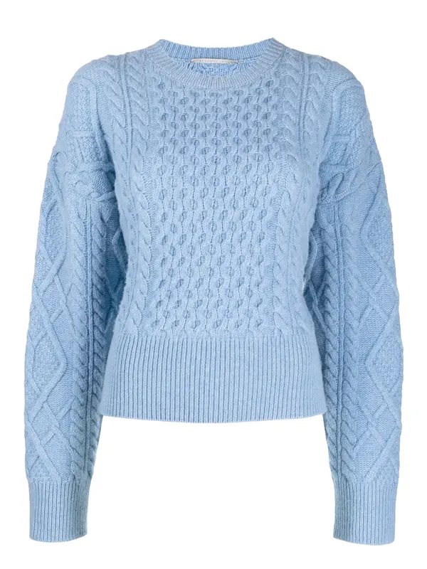 Stella McCartney Aran-knit Cropped Jumper - Blue