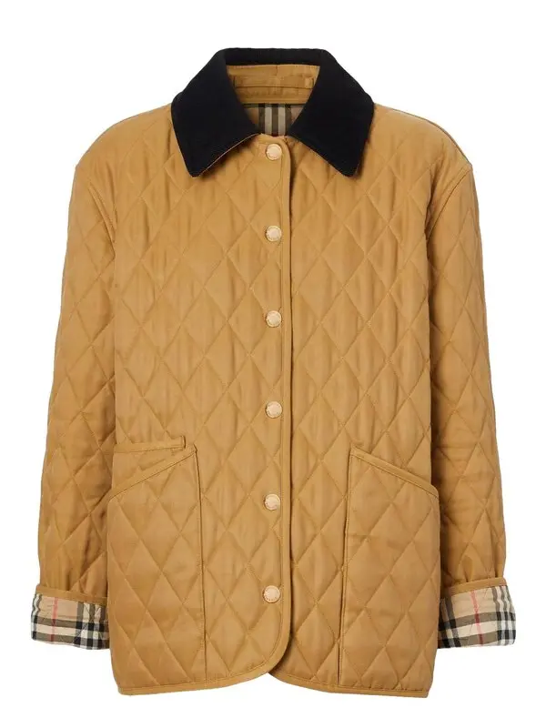 Burberry Corduroy-collar Quilted Jacket - Brown