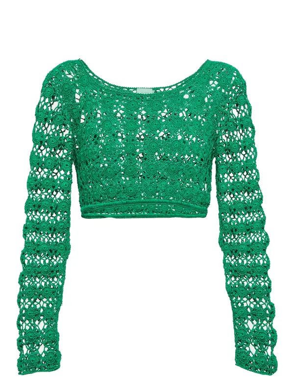 Anna Kosturova Bella Crochet Crop Top - Green
