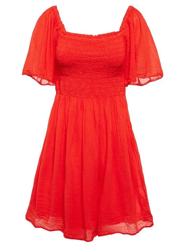 Velvet By Graham & Spencer Esme Cotton Gauze Mini Dress - Red