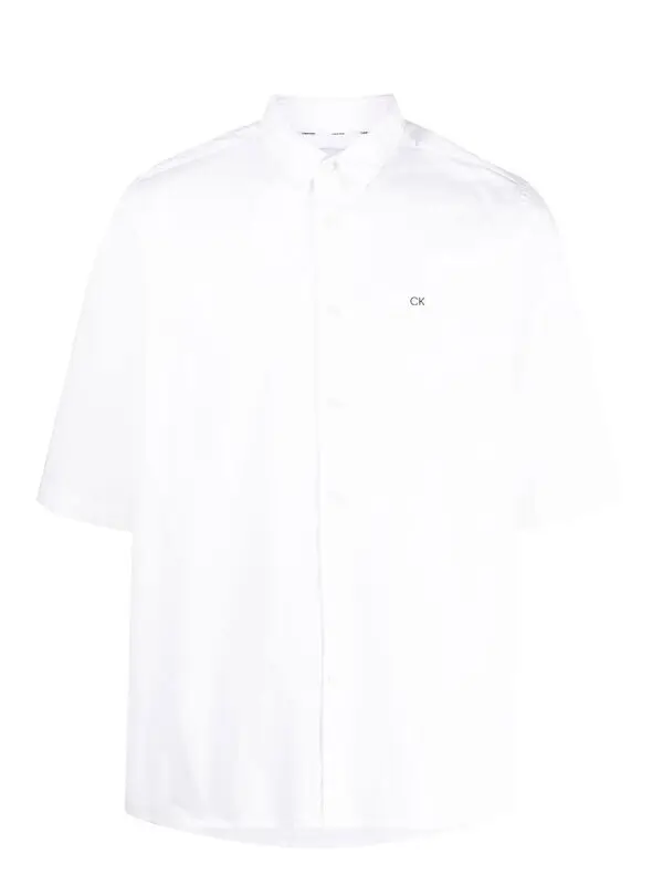 Calvin Klein Short-sleeve Stretch-cotton Shirt - White