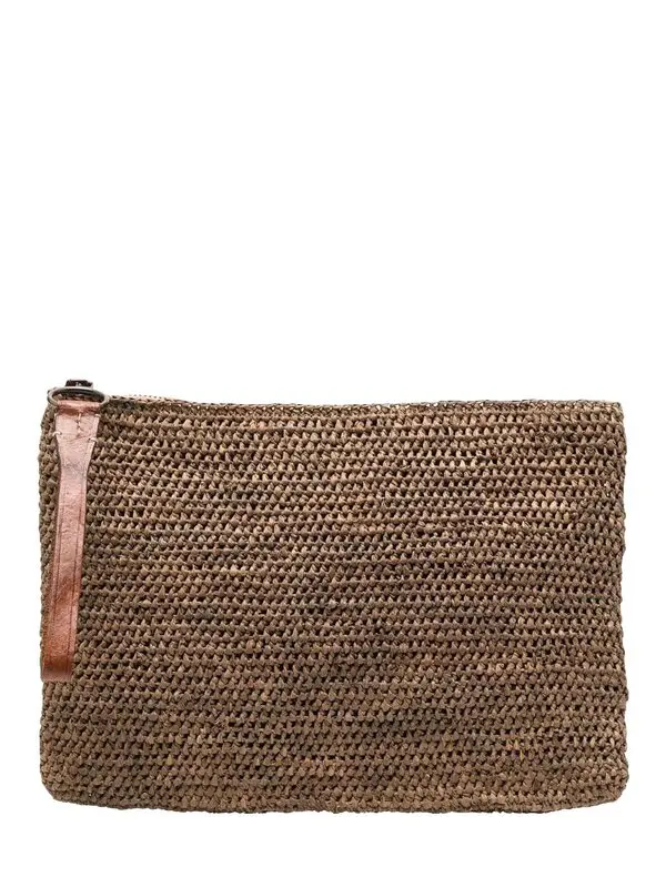 IBELIV Woven Raffia Clutch - Brown