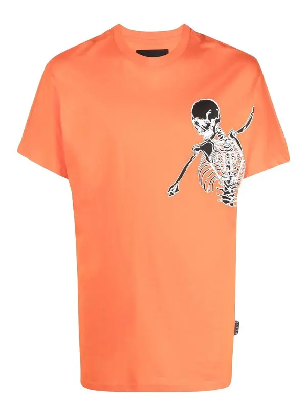 Philipp Plein Skeleton-print T-shirt - Orange