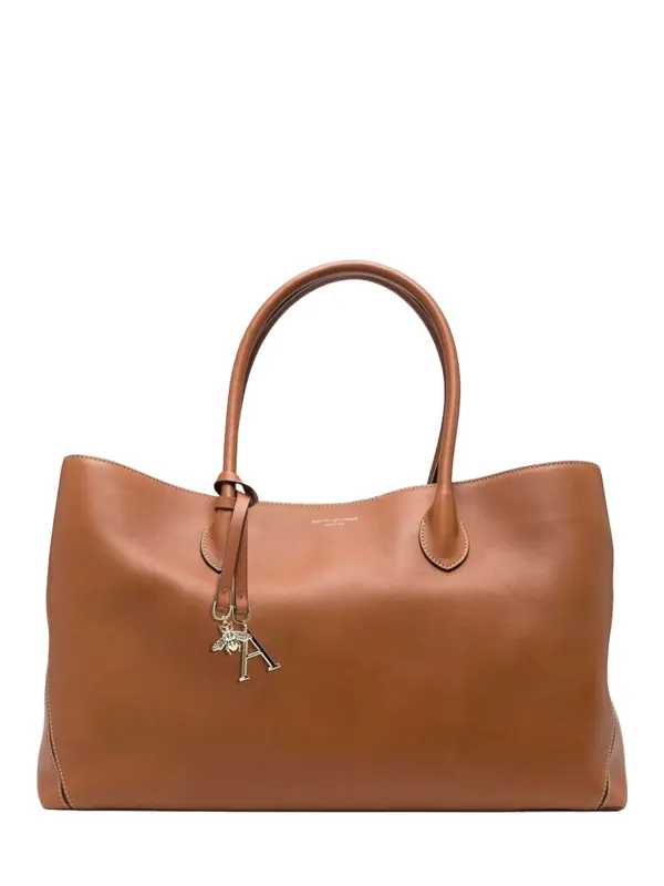 ASPINAL OF LONDON Logo-print Leather Tote Bag - Brown