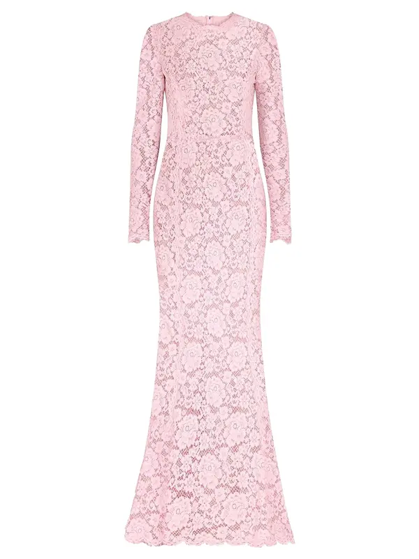 Dolce & Gabbana Lace-overlay Maxi Dress - Pink