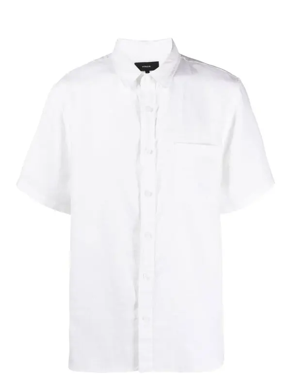 Vince Short-sleeve Linen Shirt - White