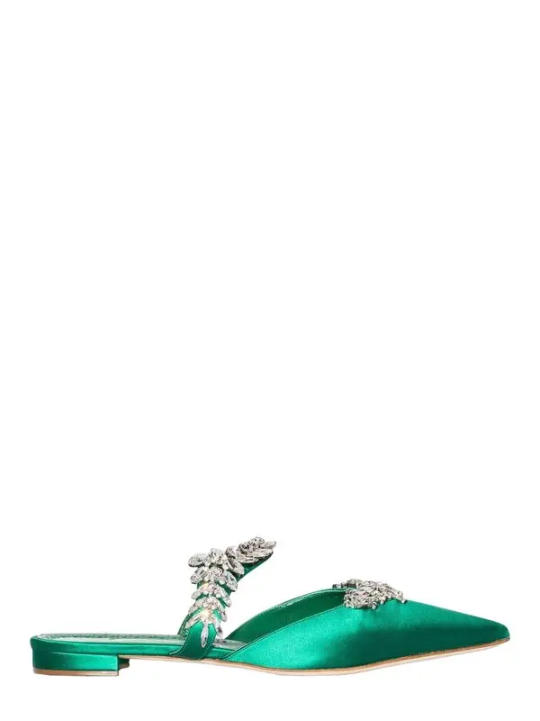Manolo Blahnik Lurum Crystal-embellished Mules - Green