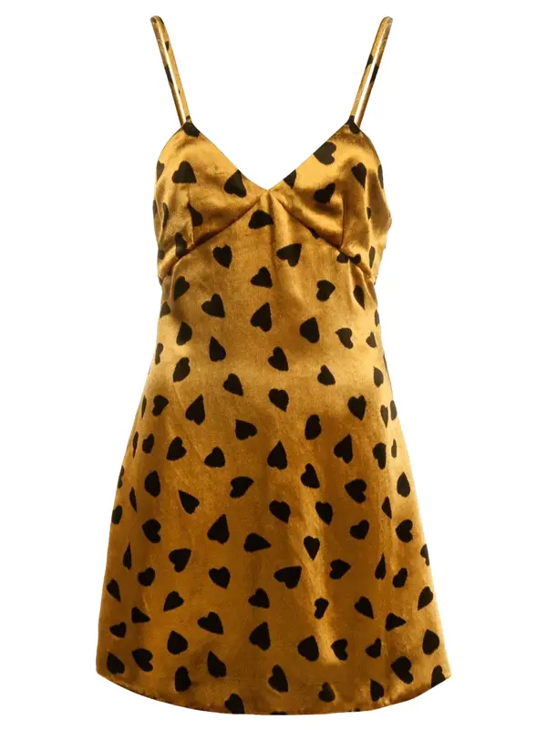 Saint Laurent All-over Heart-print Dress - Yellow