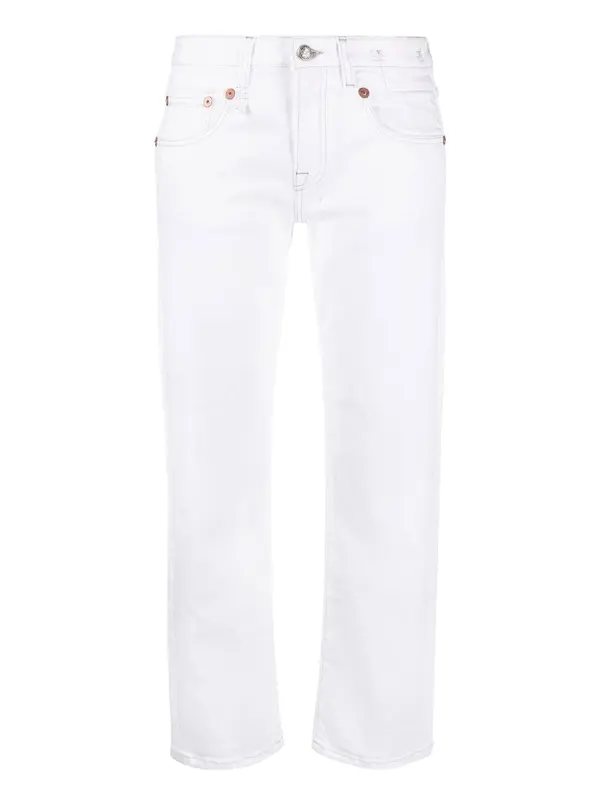 R13 Distressed-edge Straight-leg Jeans - White
