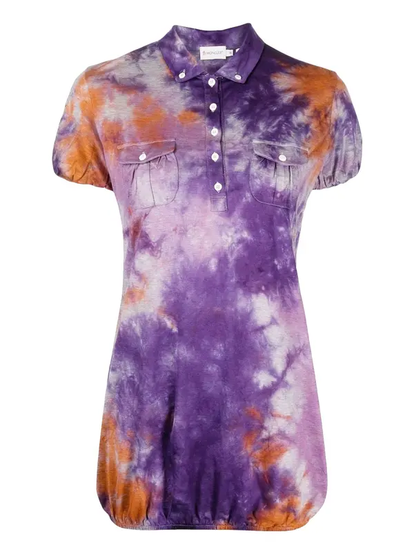 STAIN SHADE Tie-dye Print Polo Top - Purple