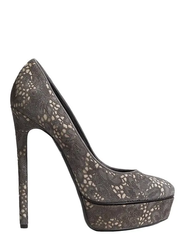 Casadei Lasercut Suede Platform Pumps - Anthracite