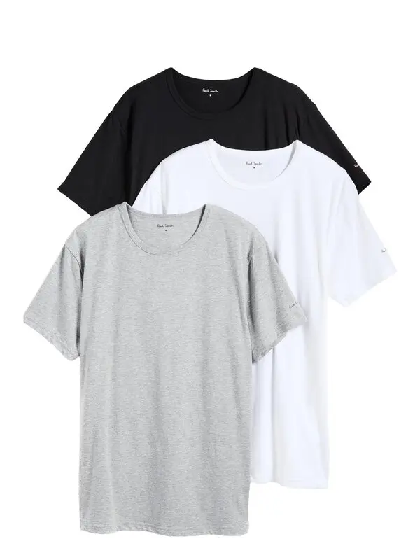 Paul Smith Cotton Logo Lounge T-shirts 3 Pack - Black/white/grey