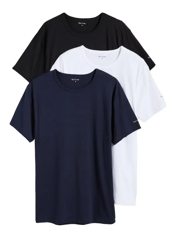 Paul Smith Cotton Logo Lounge 3 Pack T-shirts - Black/white/navy