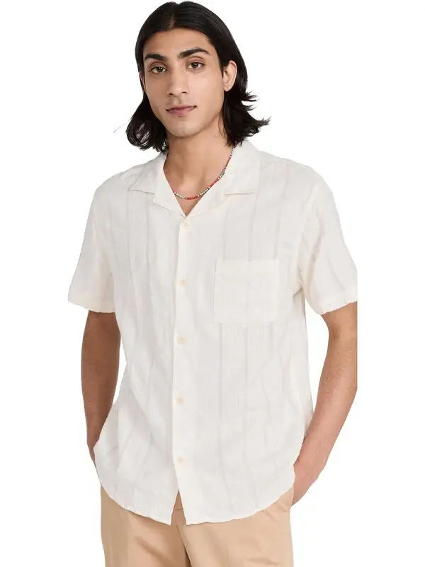 CORRIDOR Striped Seersucker Shirt - White