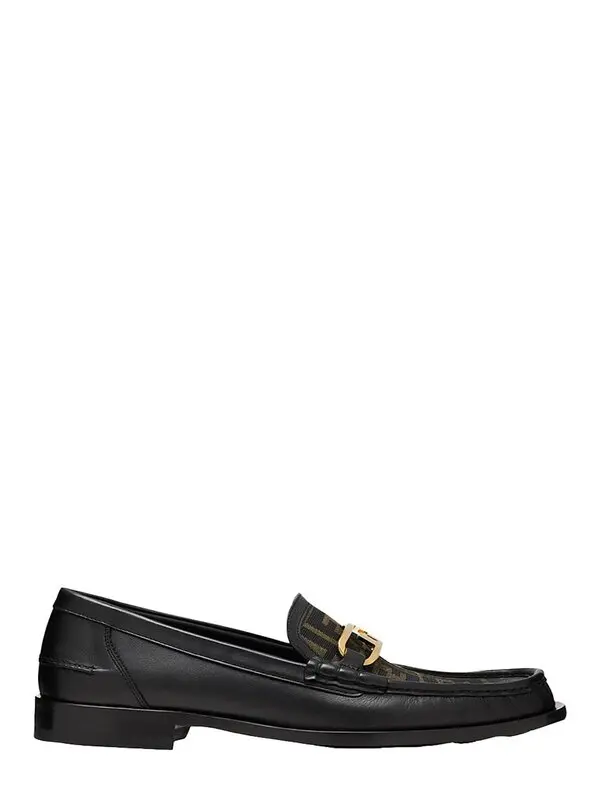 Fendi Ff O'lock Leather Loafer - Black/tobacco
