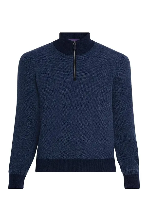 Ralph Lauren Purple Label Cashmere Half-zip Sweater - Navy