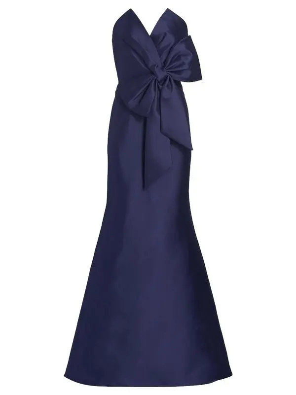 Badgley Mischka Strapless Bow Gown - Navy