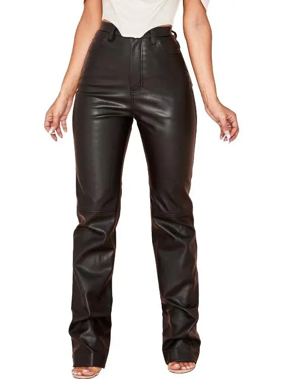 House Of Cb Inaya Faux Leather Pants - Black