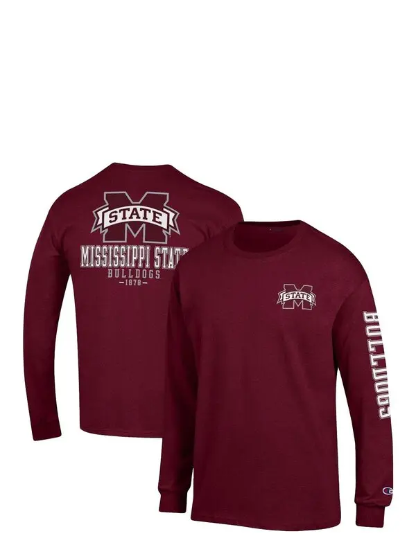 Champion Mississippi State Bulldogs Team Stack Long Sleeve T-shirt - Maroon