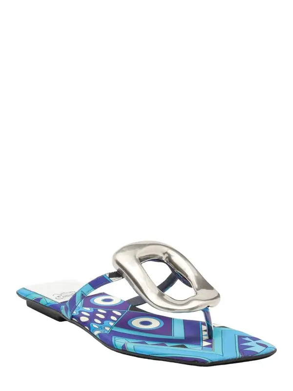 Jeffrey Campbell Linques Flip Flop - Navy Multi Silver