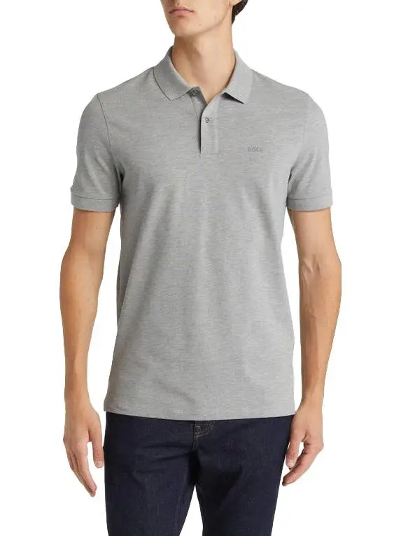 BOSS Pallas Cotton Polo - Silver