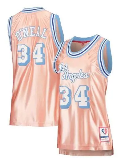 Mitchell & Ness Shaquille O'neal Los Angeles Lakers 75th Anniversary Rose Gold 1996 Swingman Jersey - Pink
