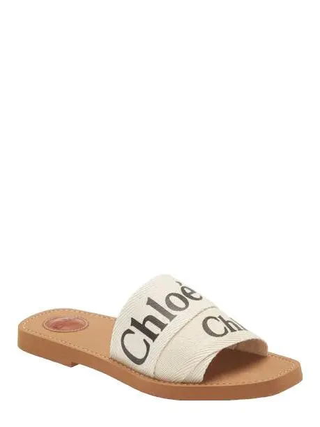 Chloé Woody Logo Slide Sandal - White