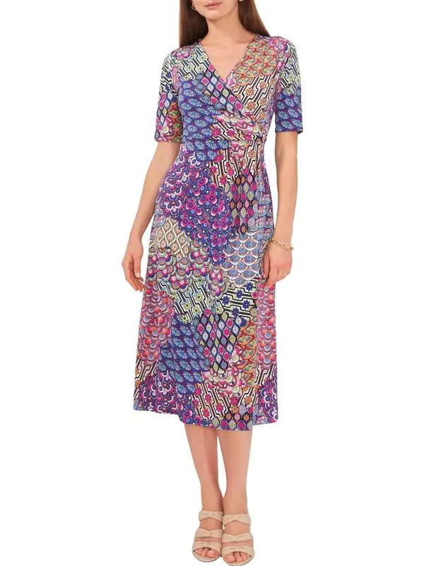Chaus Mix Print Midi Dress - Cobalt