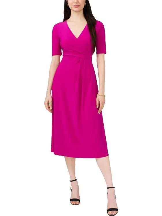 Chaus Wrap-inspired Midi Dress - Berry Tart