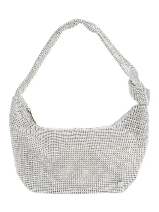 OLGA BERG Jessica Crystal Croissant Bag - Silver