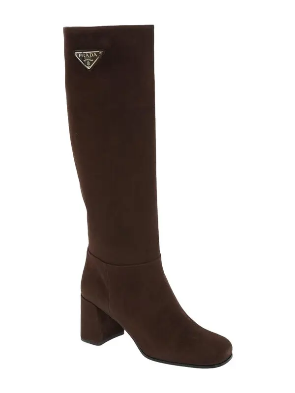 Prada Logo Knee High Boot - Moro